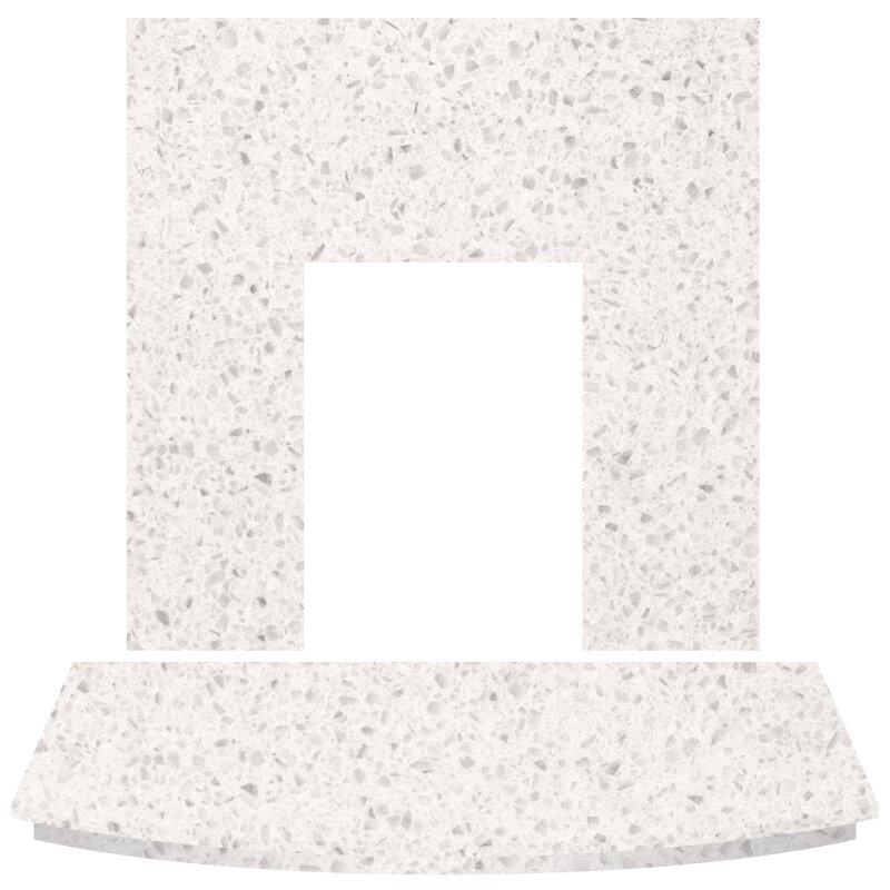Fireplace Back Panel and Curved Hearth Set in Sparkly White Marble, 54 ...