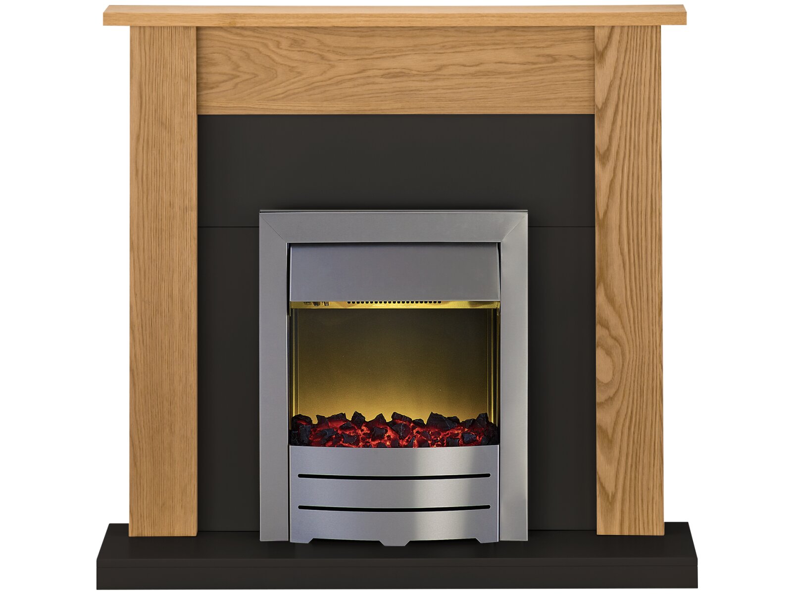 Adam Southwold Fireplace Suite in Oak and Black with Colorado Electric ...