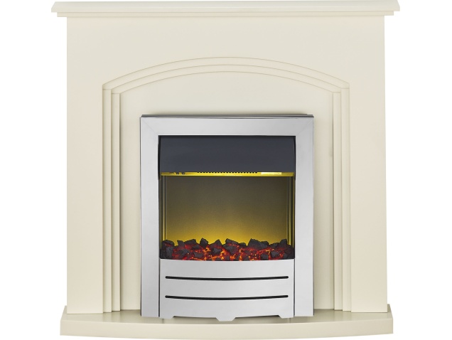 Adam Truro Fireplace in Cream with Colorado Electric Fire in Chrome, 41 ...
