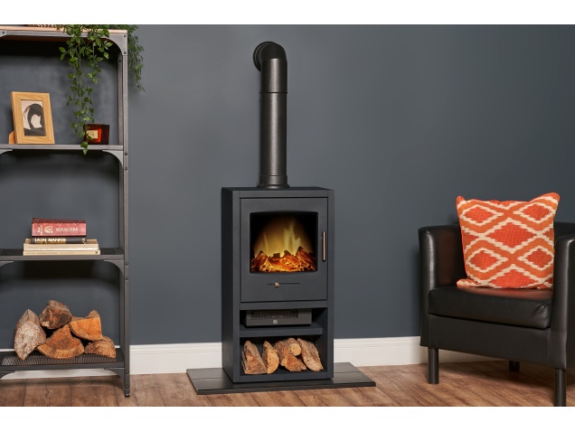 Adam Bergen XL Electric Stove in Charcoal Grey with Tall Angled Stove ...
