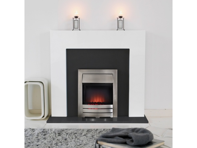 Miami White with Grey Back Panel/ Hearth and Colorado Fire | Fireplace ...