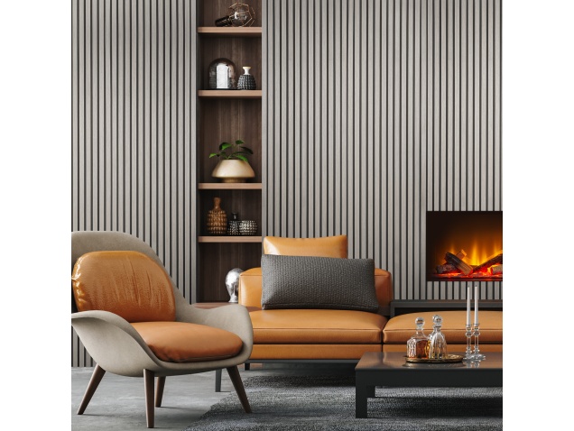 Fuse Acoustic Wooden Slatted Wall Panel in Grey Oak, 2.4m x 0.6m ...