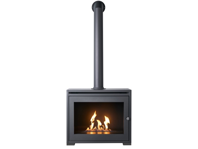 OKO S6 Bio Ethanol Stove in Charcoal Grey with Extra Tall Angled Metal ...