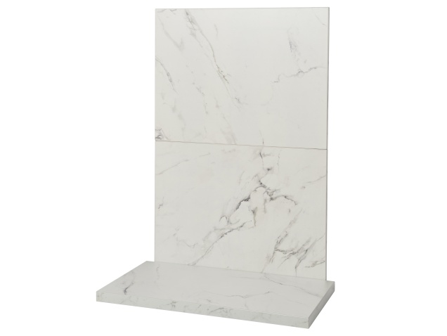 Acantha x2 Tile & Hearth Set in White Marble Effect | Fireplace World
