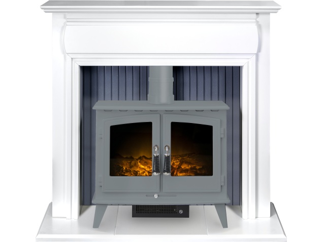Adam Florence Stove Suite in Pure White with Woodhouse Electric Stove ...