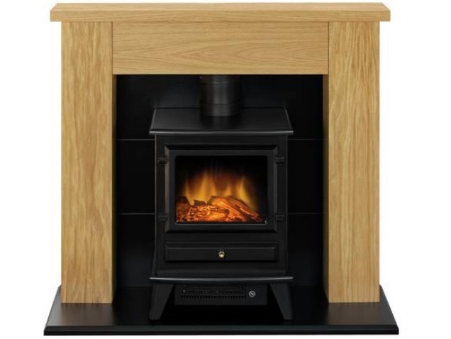 Adam Chester Stove Suite in Oak with Hudson Electric Stove in Black, 39 ...