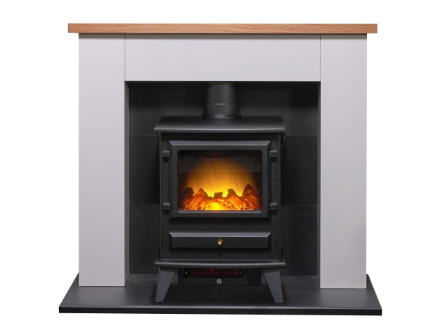 Adam Chester Stove Suite in Pure White with Hudson Electric Stove in ...