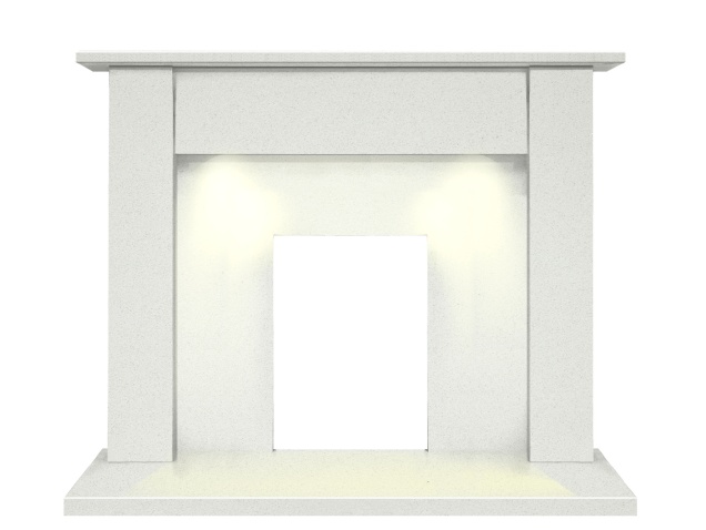 Adam Avila White Marble Fireplace with Downlights, 48 Inch | Fireplace ...